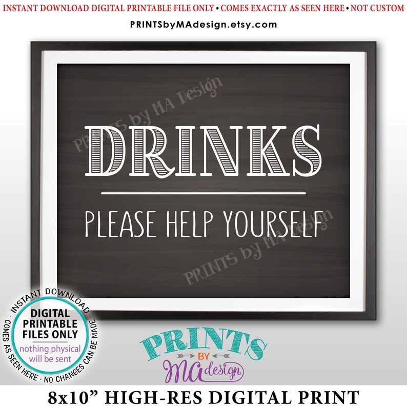 Drinks Sign Please Help Yourself to a Beverage Station Sign - Etsy UK