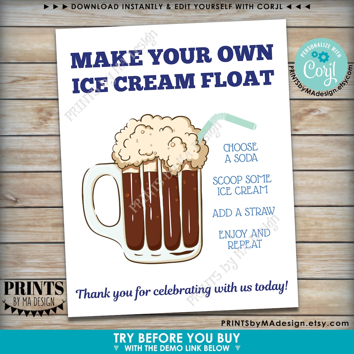 Custom Ice Cream Float Sign Root Beer Float Choose Your - Etsy