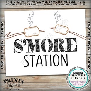 S'more Station Sign, Smore Station Sign, Roast Marshmallows S'more Bar ...