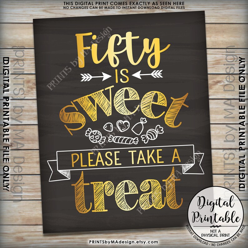 50th Birthday 50th Anniversary 50 is Sweet Please Take a - Etsy