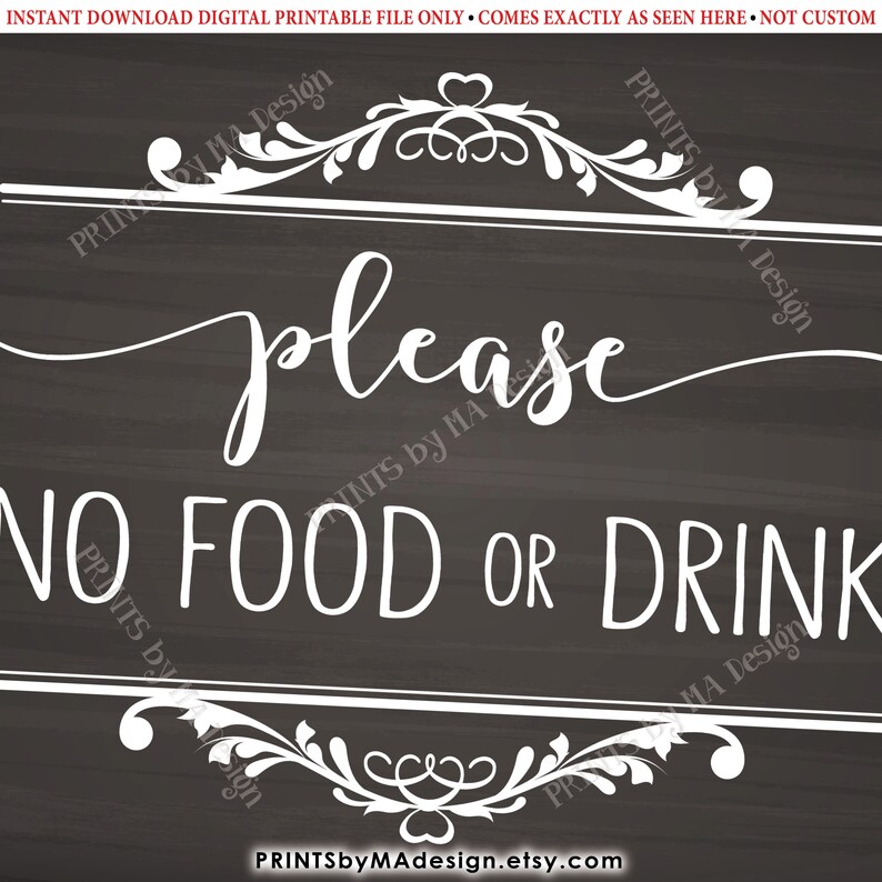 Please No Food or Drink Sign, Please Keep Food Out, House Rules ...