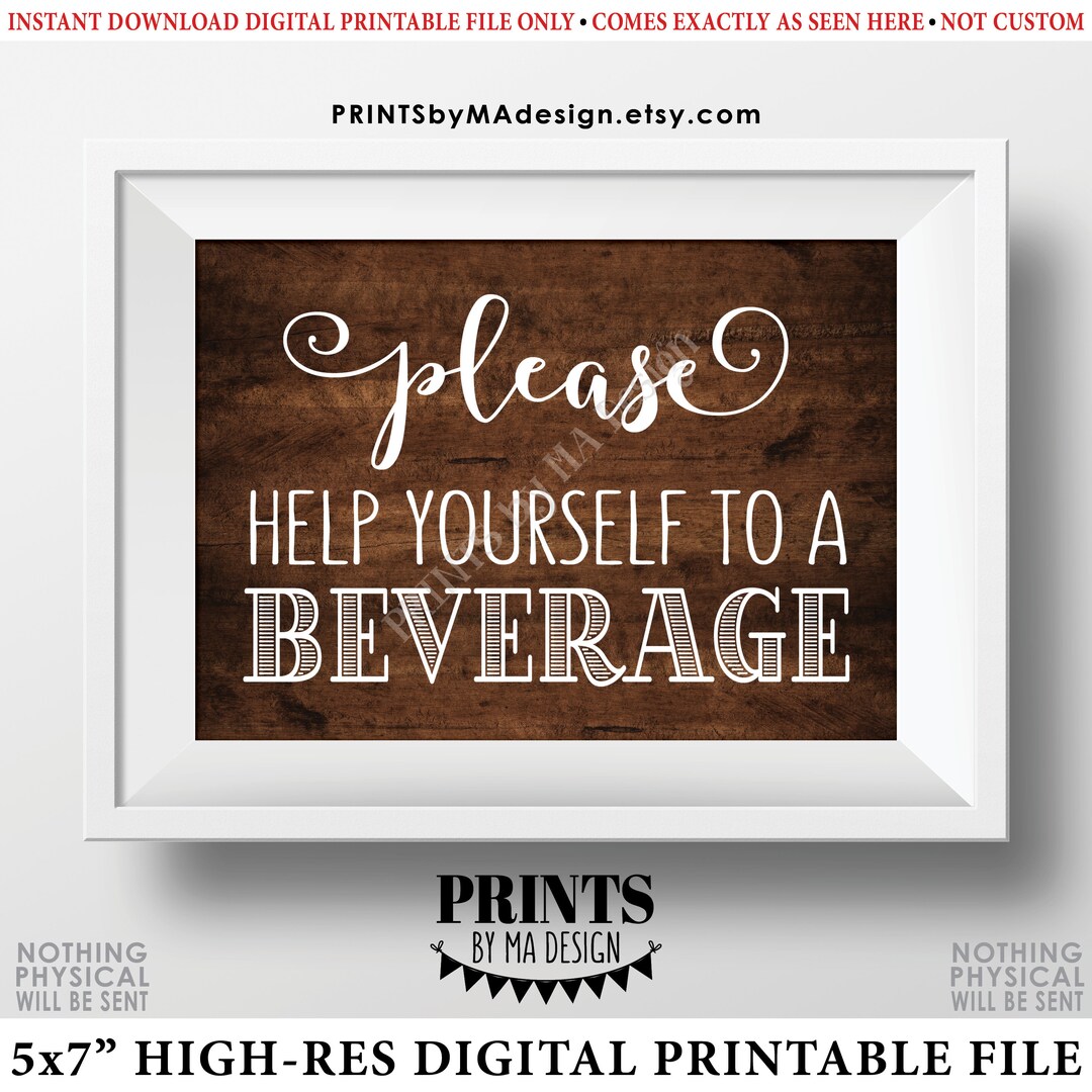 Beverage Station Sign, Please Help Yourself to a Beverage, PRINTABLE ...