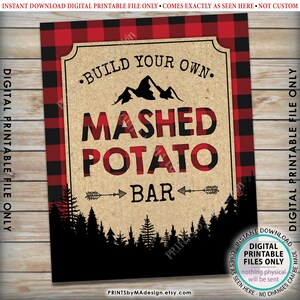Mashed Potato Bar Sign, Build Your Own Mashed Potatoes Sign, Red ...