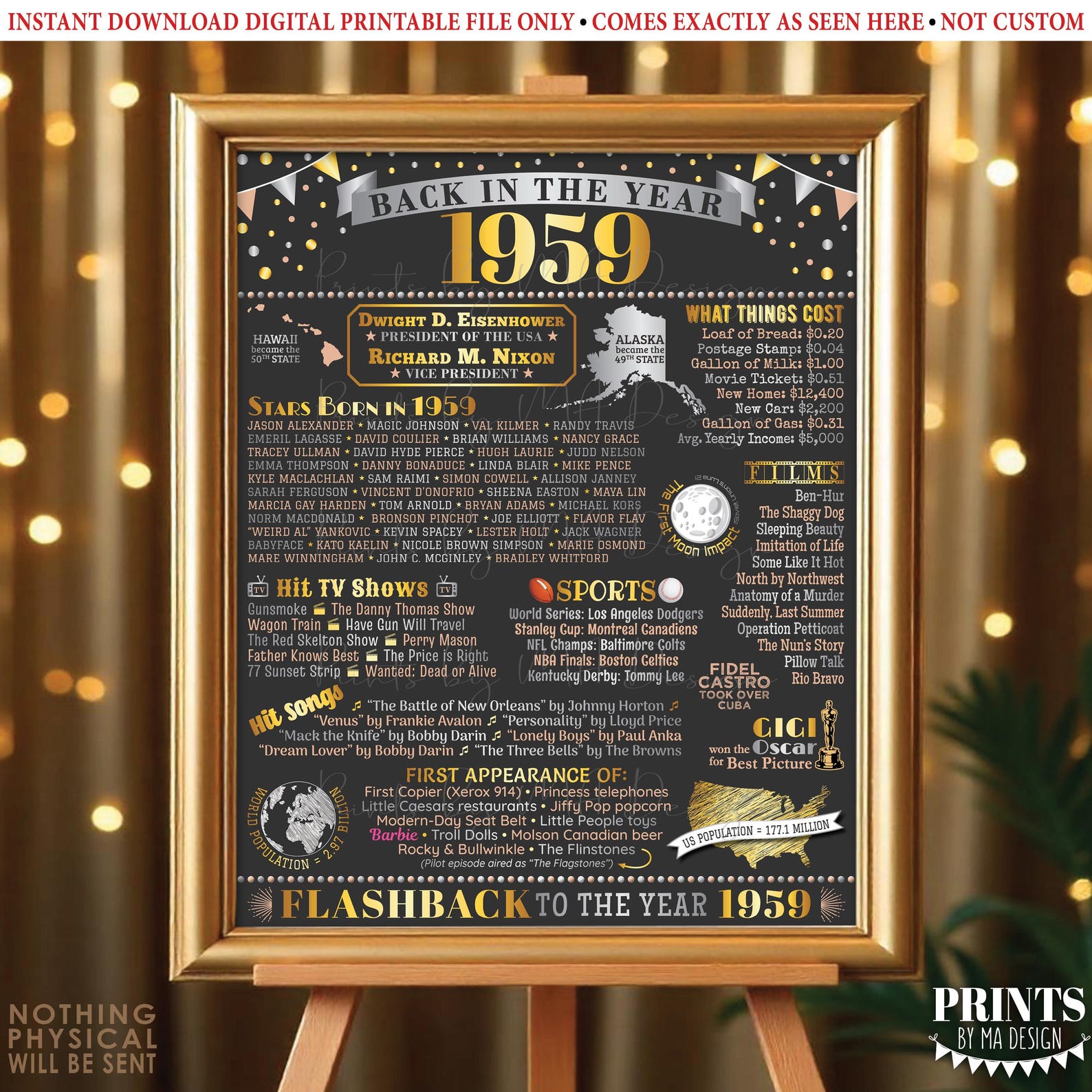 Back in 1959 Poster Board, Remember 1959 Flashback USA History ...