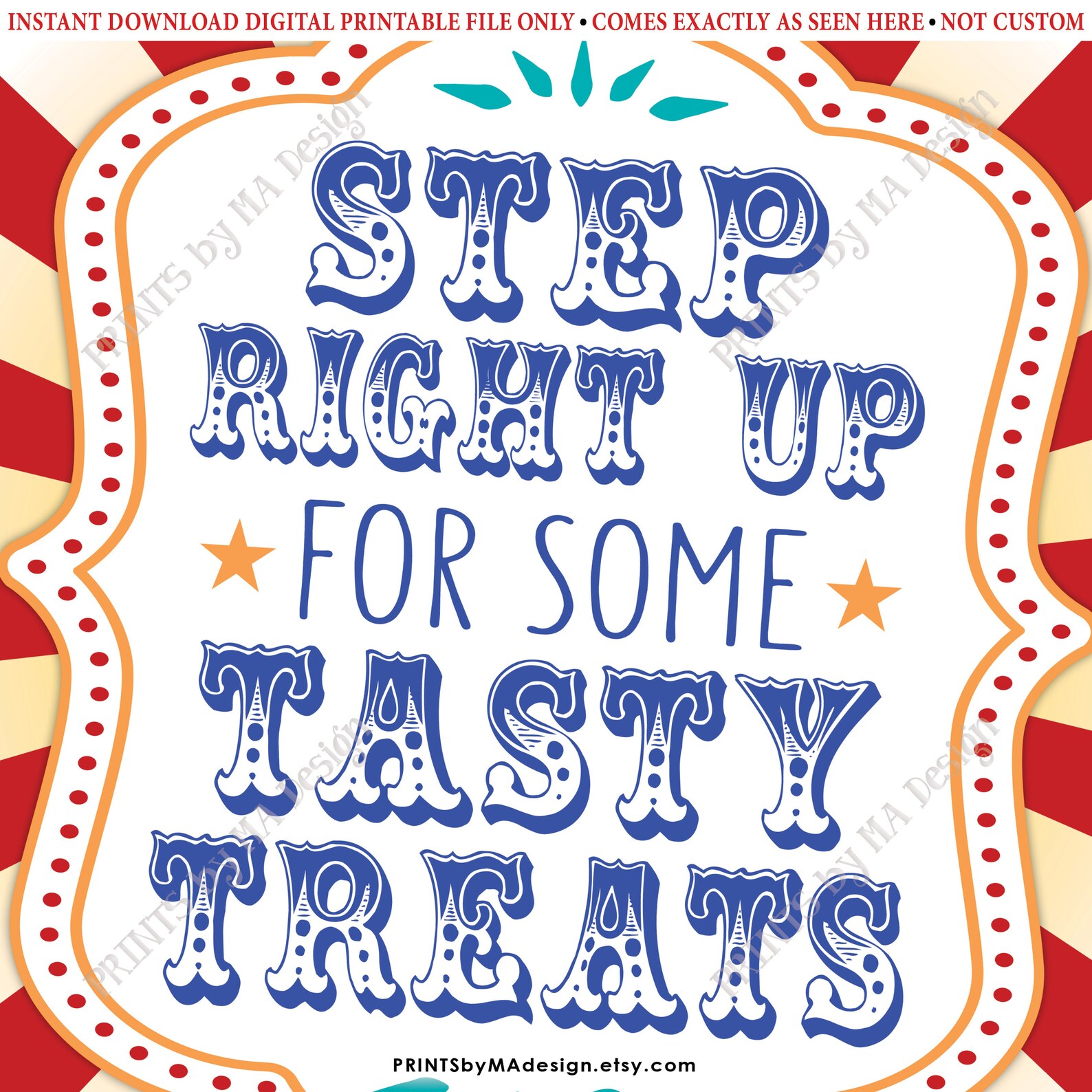 Step Right up for Some Tasty Treats Sign Carnival or Circus - Etsy
