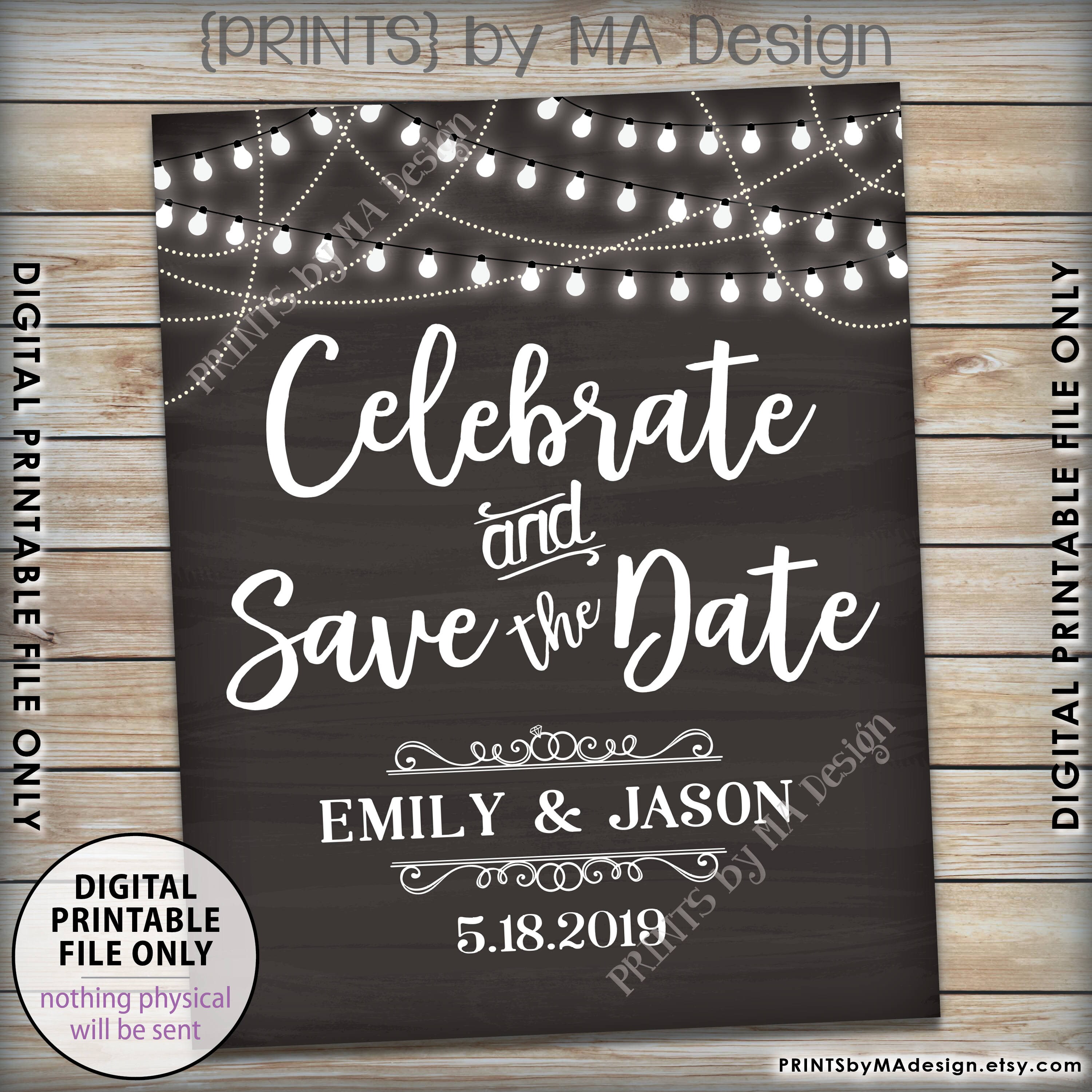 Engagement Party Sign, Celebrate and Save the Date Engagement Party ...