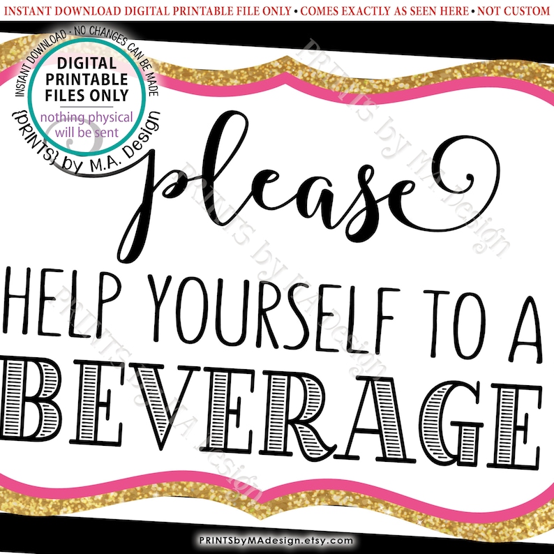 Beverage Station Sign Please Help Yourself to a Beverage - Etsy