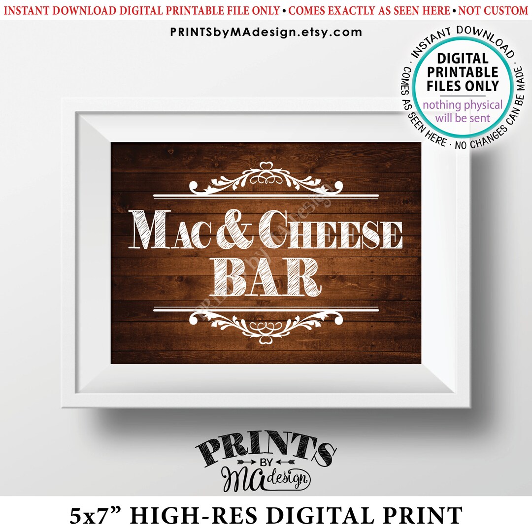 Mac & Cheese Bar Sign, Build Your Own Bowl of Macaroni and Cheese, Mac ...