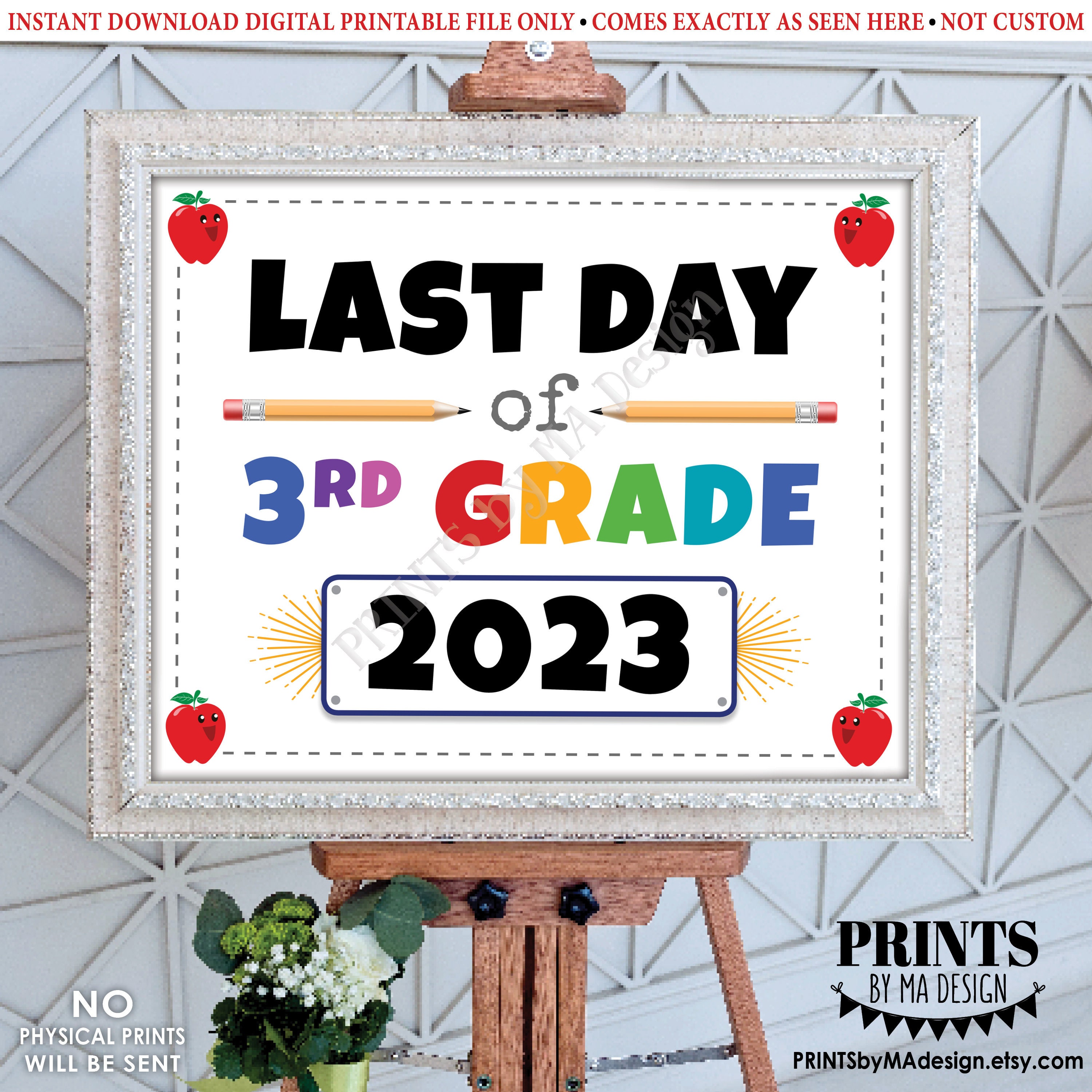 Last Day of School Sign Last Day of 3rd Grade 2023 PRINTABLE - Etsy