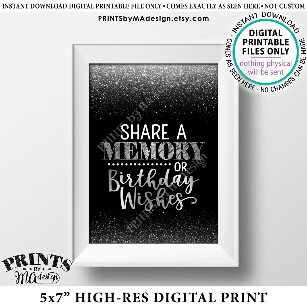 Share a Memory or Birthday Wishes Sign, Birthday Party Decor, Birthday ...