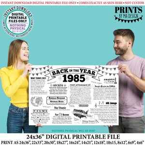 Back in the Year 1985 Poster, Remember 1985 Poster Board, Flashback to ...