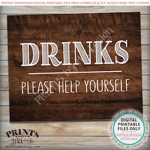 Drinks Sign, Please Help Yourself to a Beverage Station Sign, PRINTABLE ...