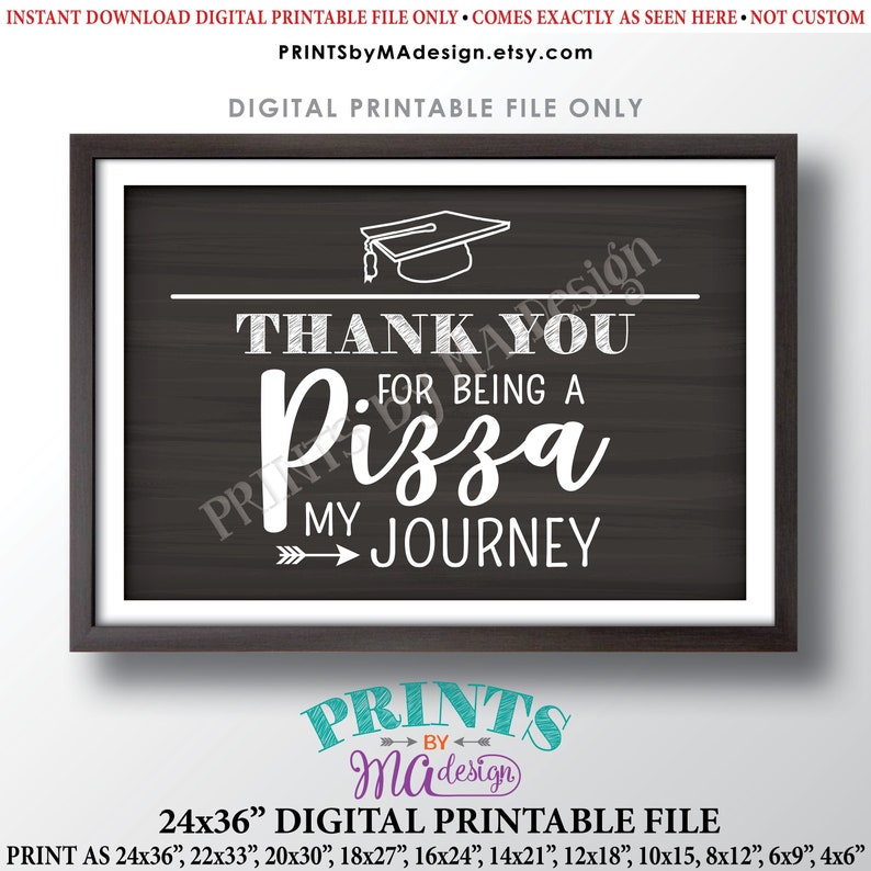 Graduation Party Pizza Sign, Thank You for Being a Pizza My Journey ...