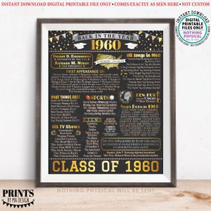 Back in 1960 Sign, Class of 1960 Reunion Poster Board, Flashback to ...