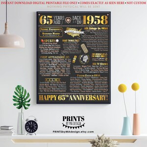 65th Anniversary Poster Board Back in 1958 Flashback 65 - Etsy