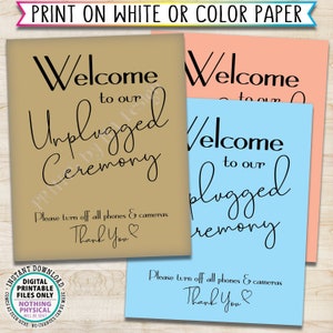 Unplugged Wedding Sign, Unplugged Ceremony, Please No Phones or Cameras ...