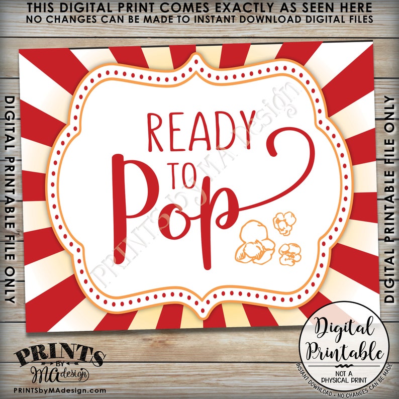 Ready to Pop Baby Shower Sign Popcorn Sign Cake Pop Sign | Etsy