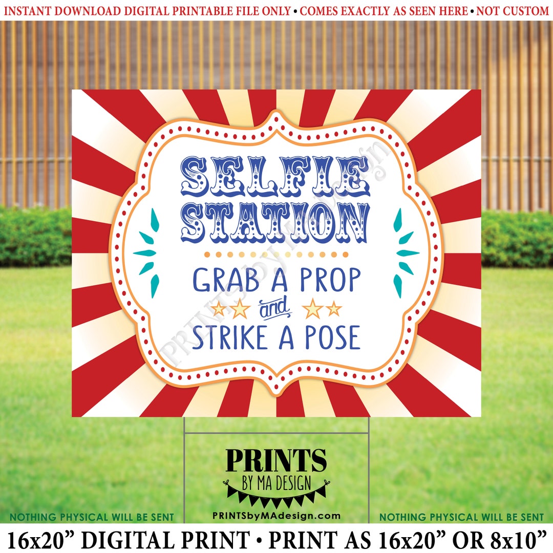 Selfie Station Sign With a Carnival Theme, Grab a Prop and Strike a ...