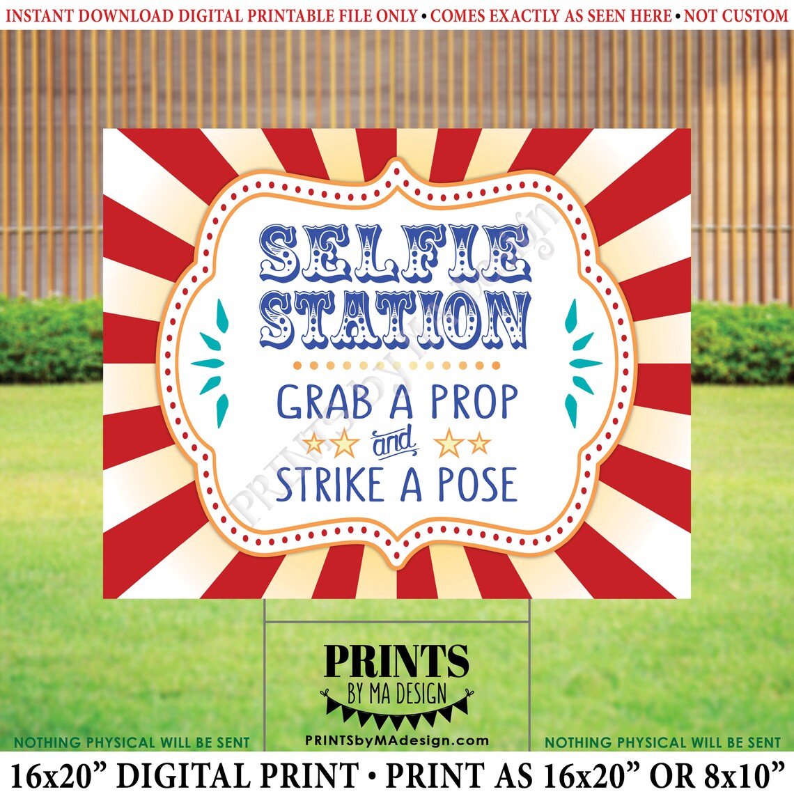 Selfie Station Sign With a Carnival Theme Grab a Prop and - Etsy