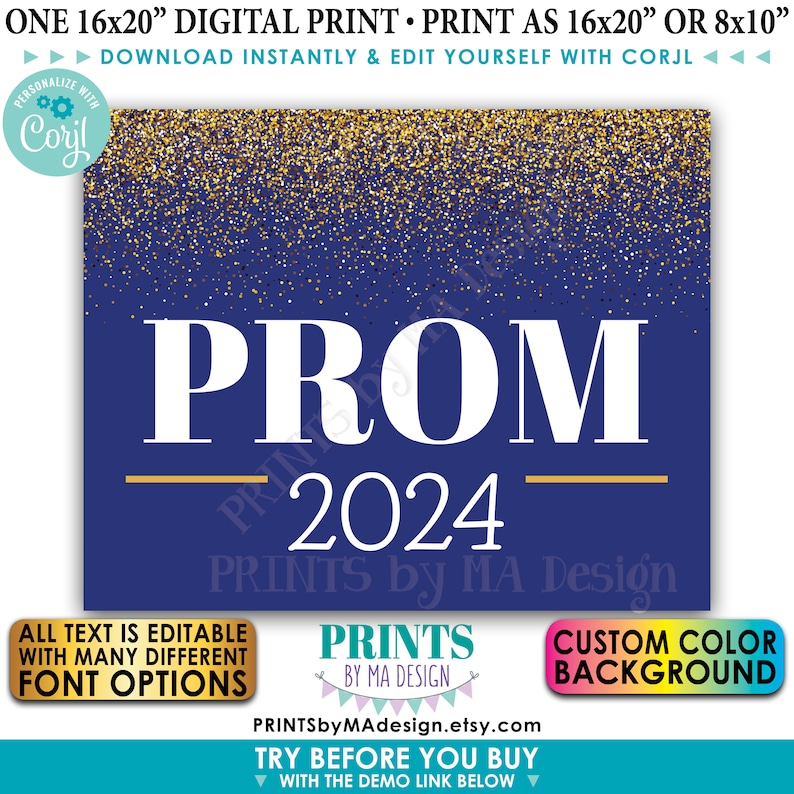 Prom Sign High School Prom Decorations Custom Text & | Etsy