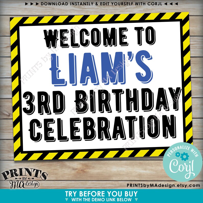 Editable Caution Sign Choose Your Text Custom PRINTABLE - Etsy