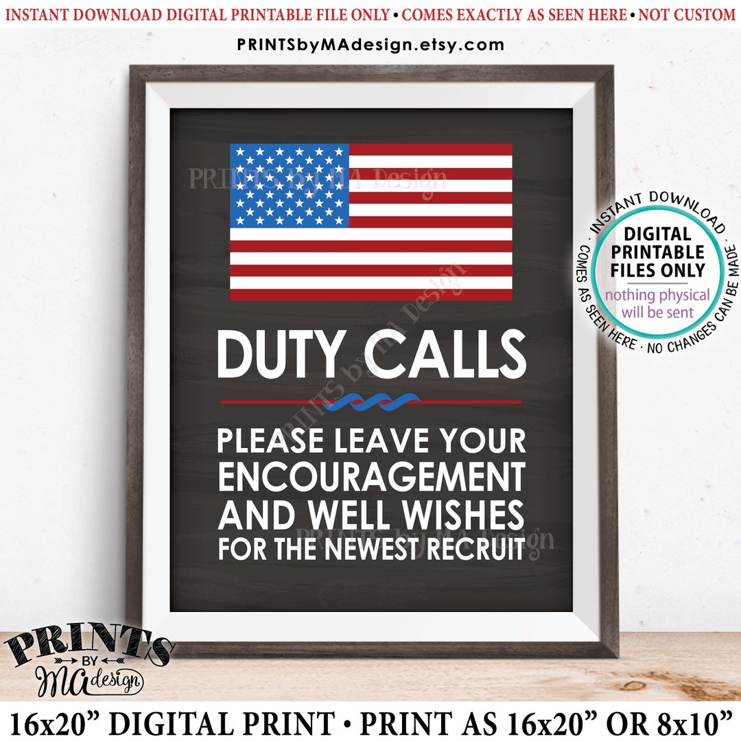 Military Party Sign, Leave Your Encouragement & Well Wishes, US ...