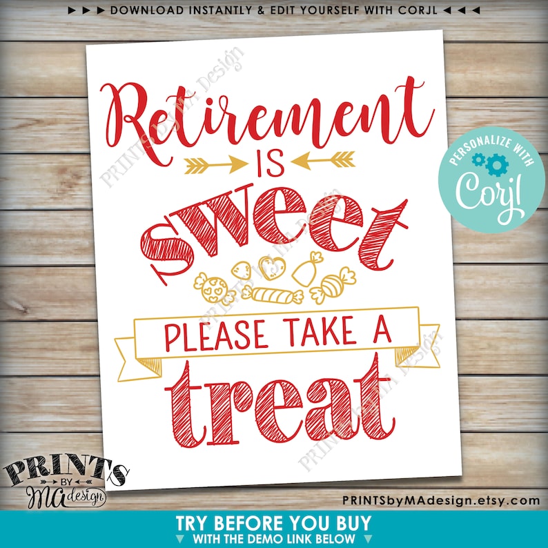Retirement Party Sign Retirement is Sweet Please Take a Treat - Etsy