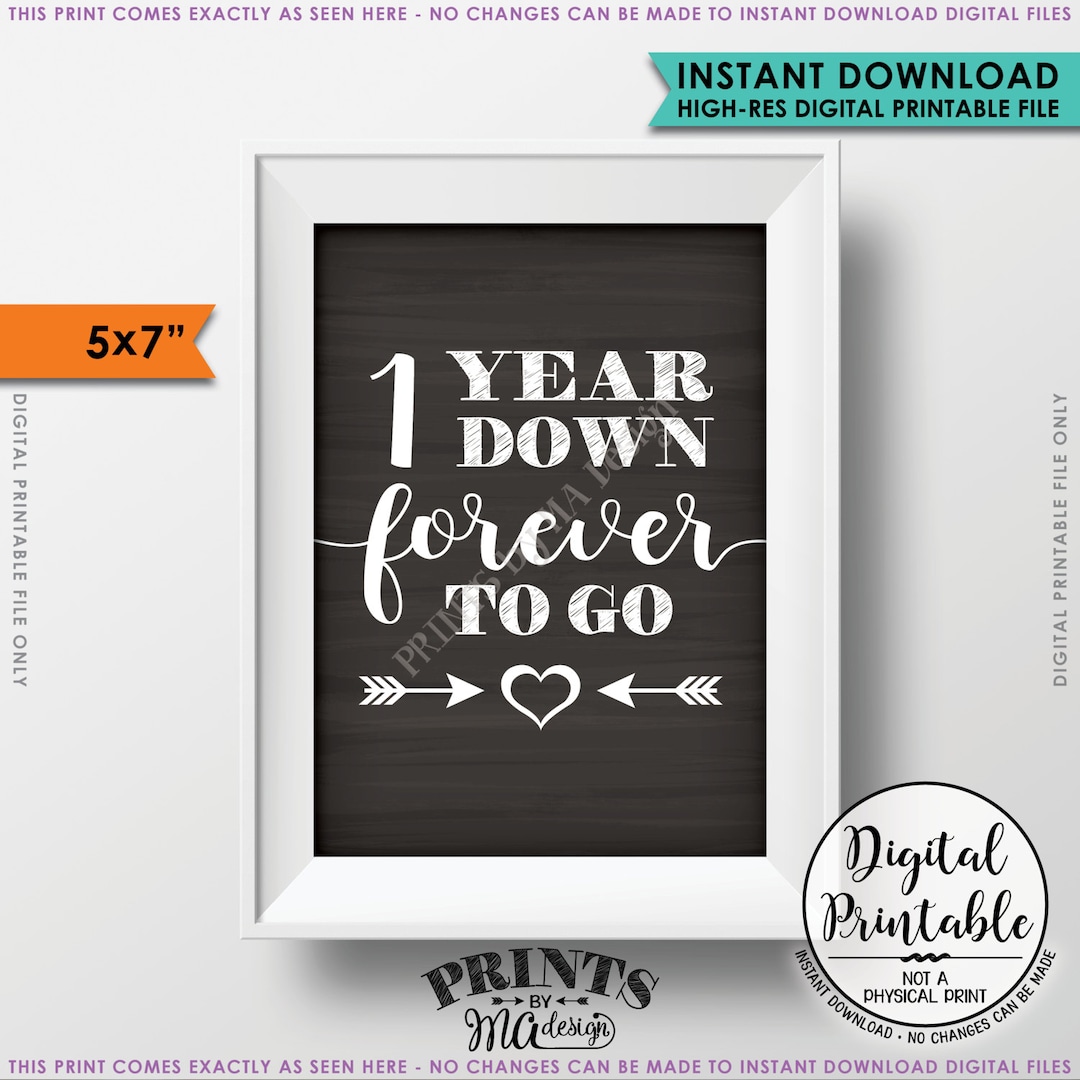1 Year Down Forever to Go Wedding Anniversary Gift, Wedding Gift, 1st ...