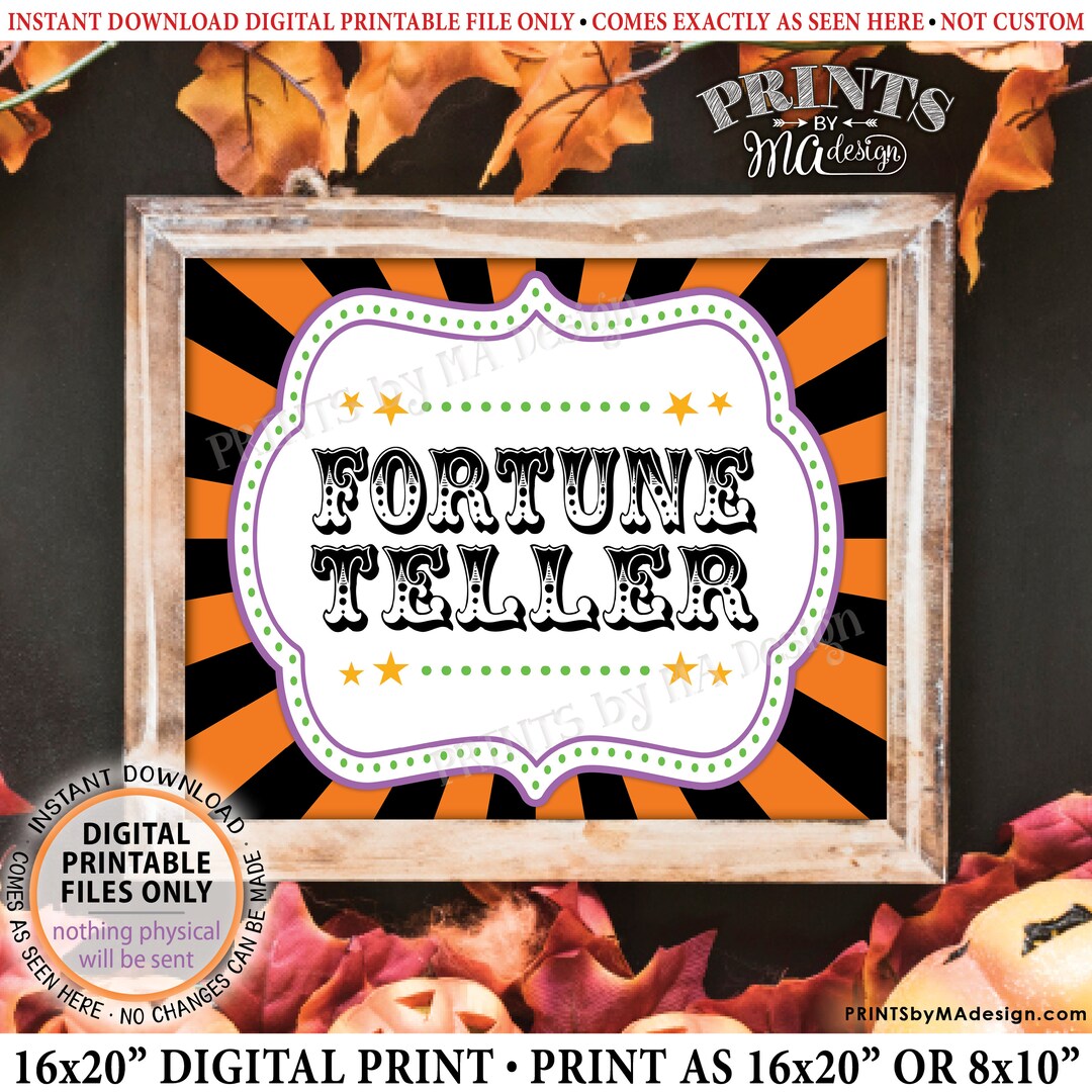 Halloween Fortune Teller Carnival Party Sign, Carnival Games, Circus ...
