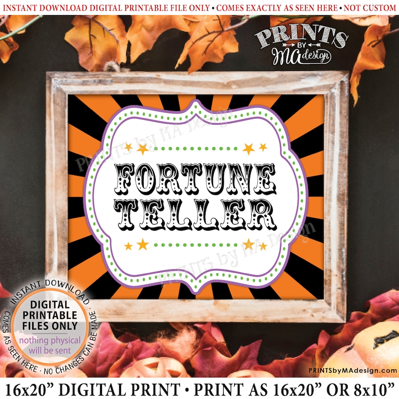 Halloween Fortune Teller Carnival Party Sign Carnival Games | Etsy