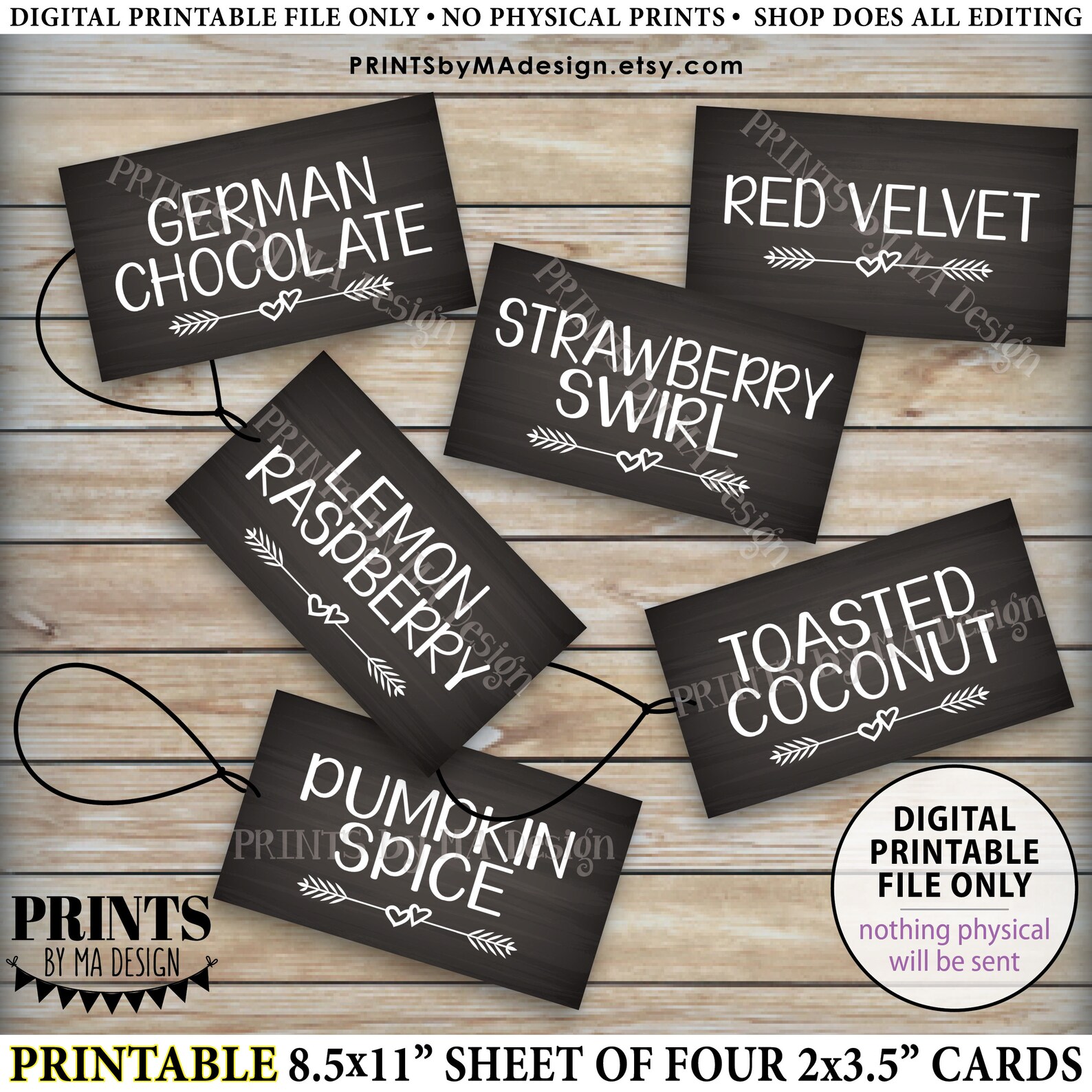 Cupcake Menu Flavors Signs Wedding Shower Birthday Mini - Etsy