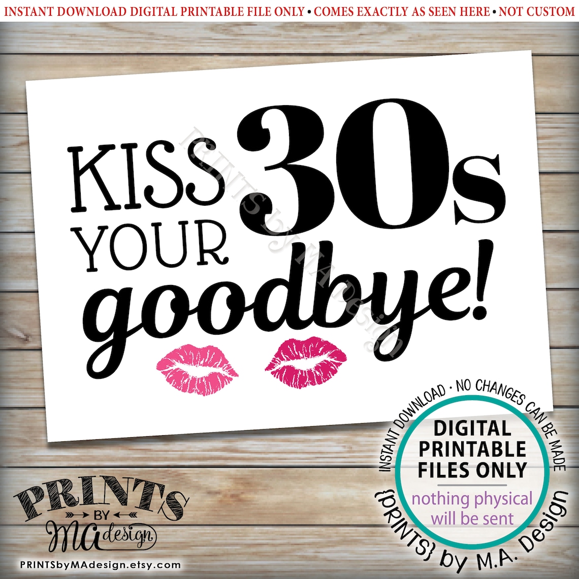40th Birthday Sign Kiss Your 30s Goodbye Funny 40th Candy | Etsy