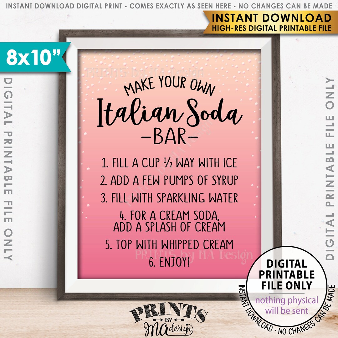 Italian Soda Bar Sign, Make Your Own Italian Soda Bar Wedding Sign ...