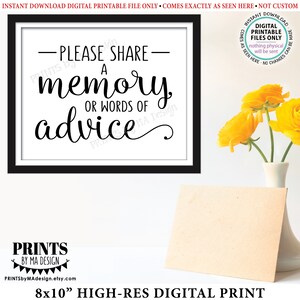 Share a Memory or Words of Advice Sign, Share Memories, Write a Memory ...