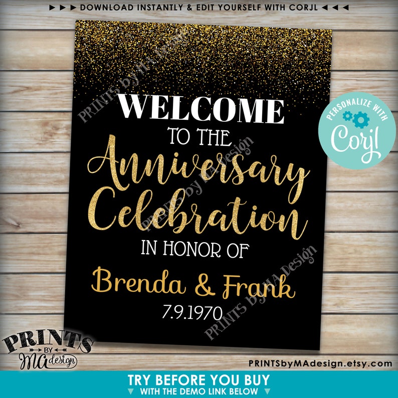 Anniversary Celebration Welcome Sign Wedding Anniversary | Etsy