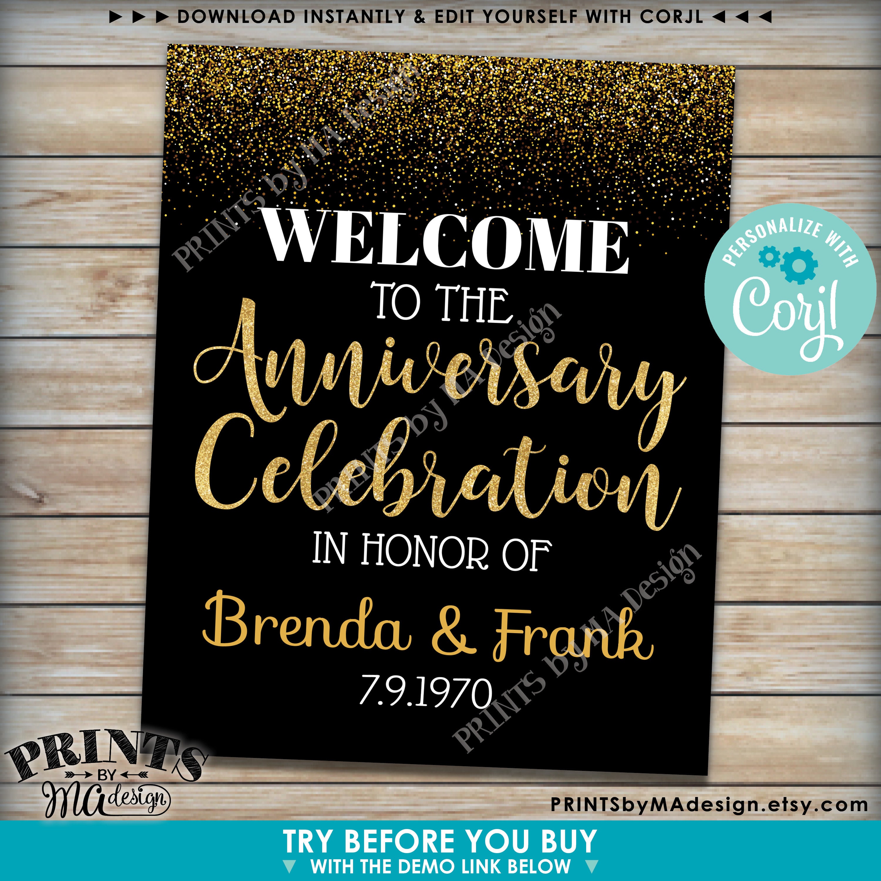 Anniversary Celebration Welcome Sign Wedding Anniversary | Etsy