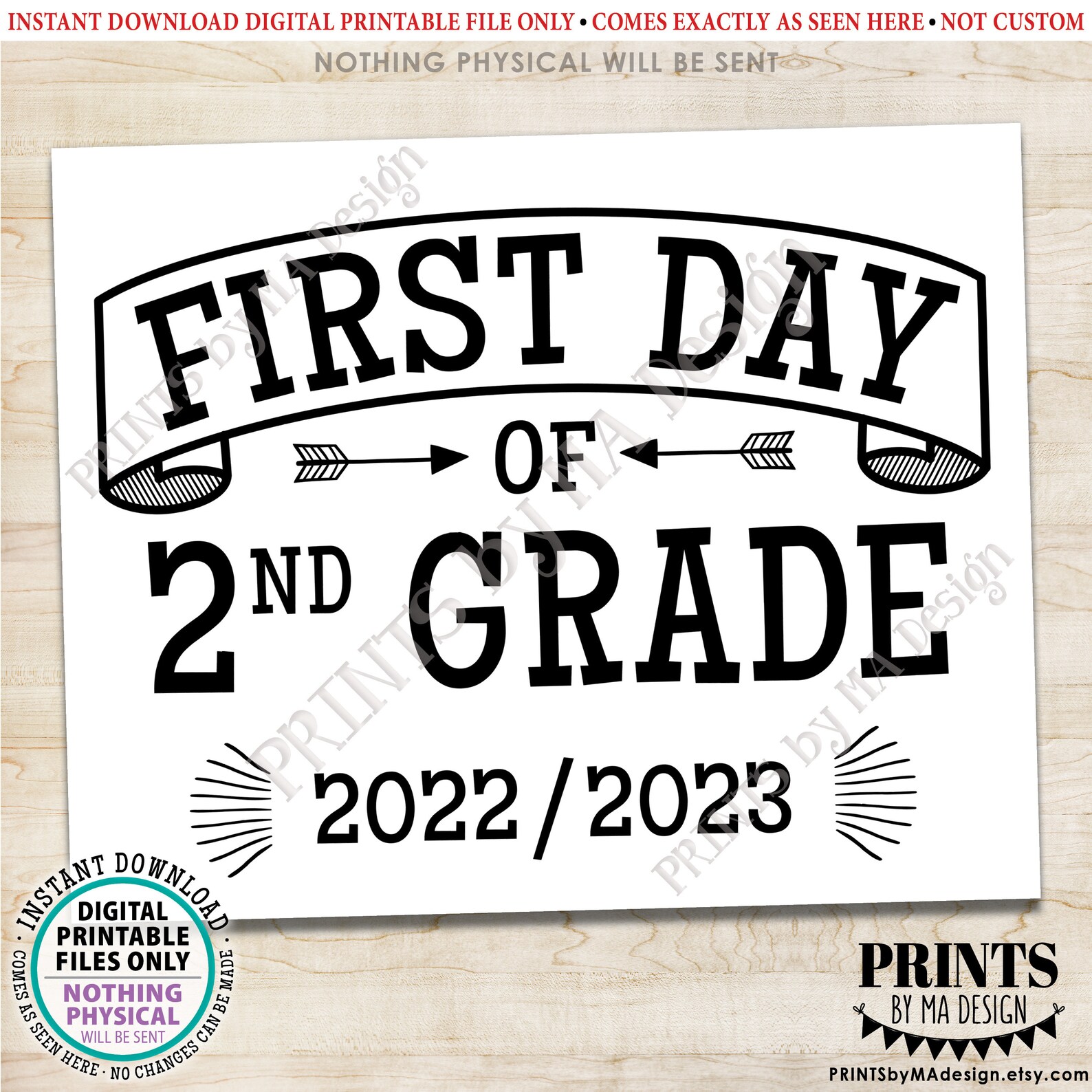 First Day of School Sign Second Grader Starting 2nd Grade - Etsy