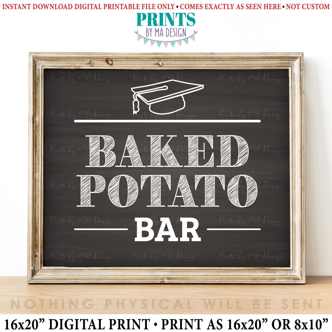 Baked Potato Bar Sign, Graduation Party Decoration, Build Your Own ...