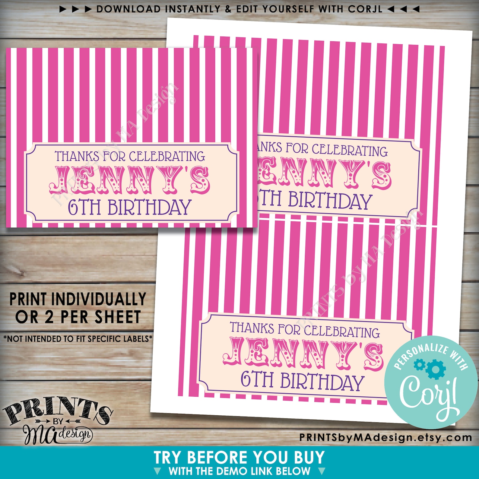 Carnival Goodie Bag Toppers, Any Text/colors, Birthday Party Favor ...
