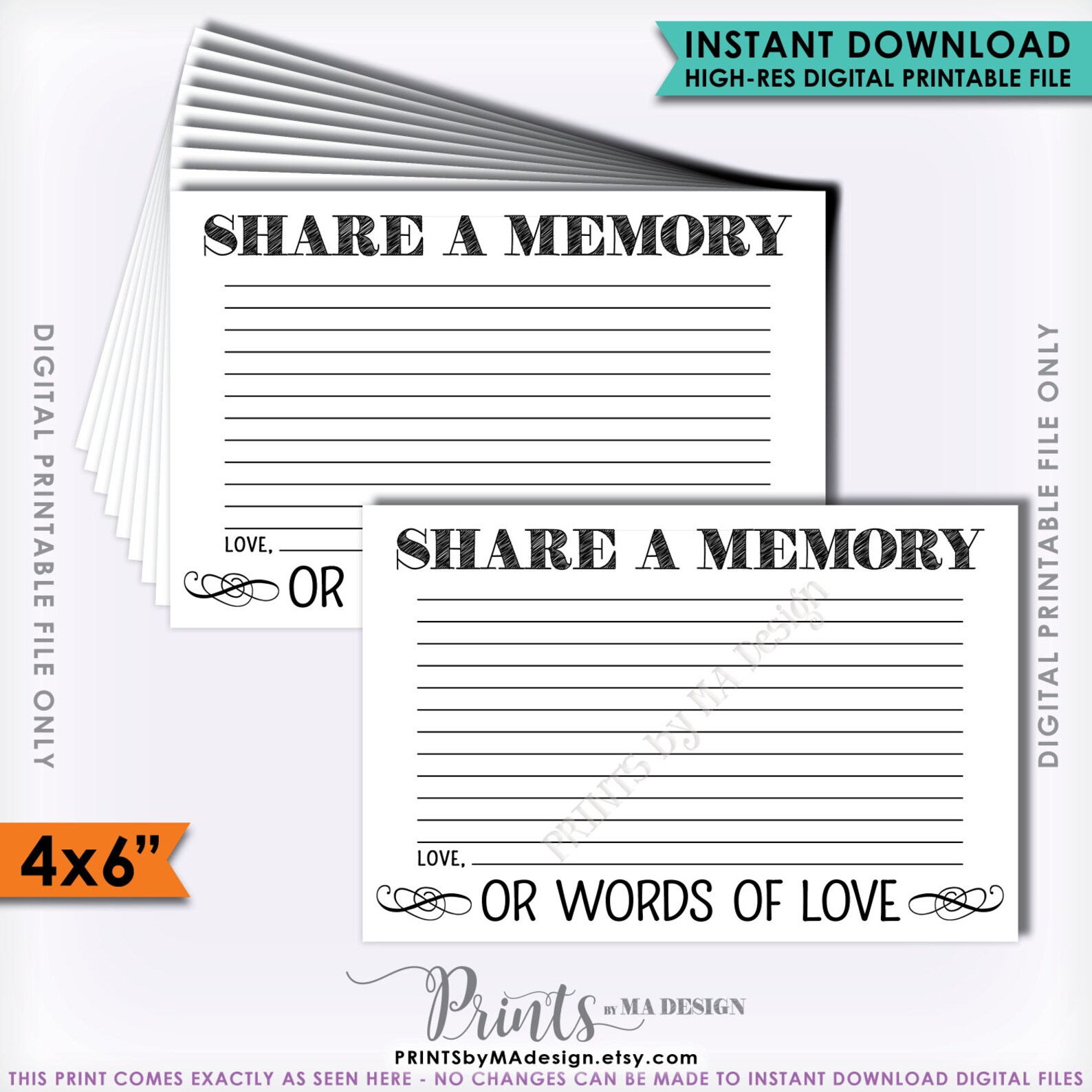 Share a Memory Card Share Memories Please Leave a Memory - Etsy