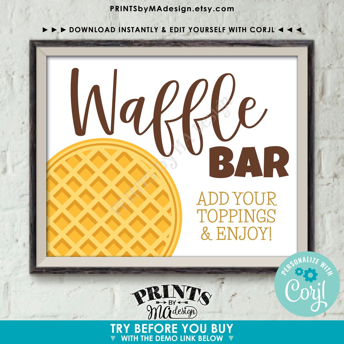 Custom Waffle Sign Add any text Waffle Bar Waffle Station | Etsy