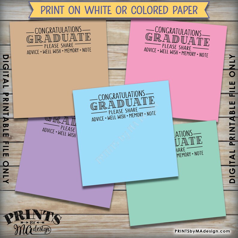 Congratulations Graduate Note, Advice, Memory, Well Wishes, PRINTABLE ...