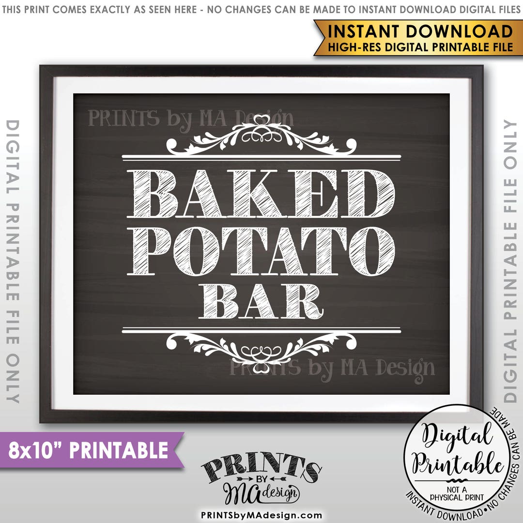 Baked Potato Bar Sign, Build Your Own Potato Station, PRINTABLE 8x10 ...