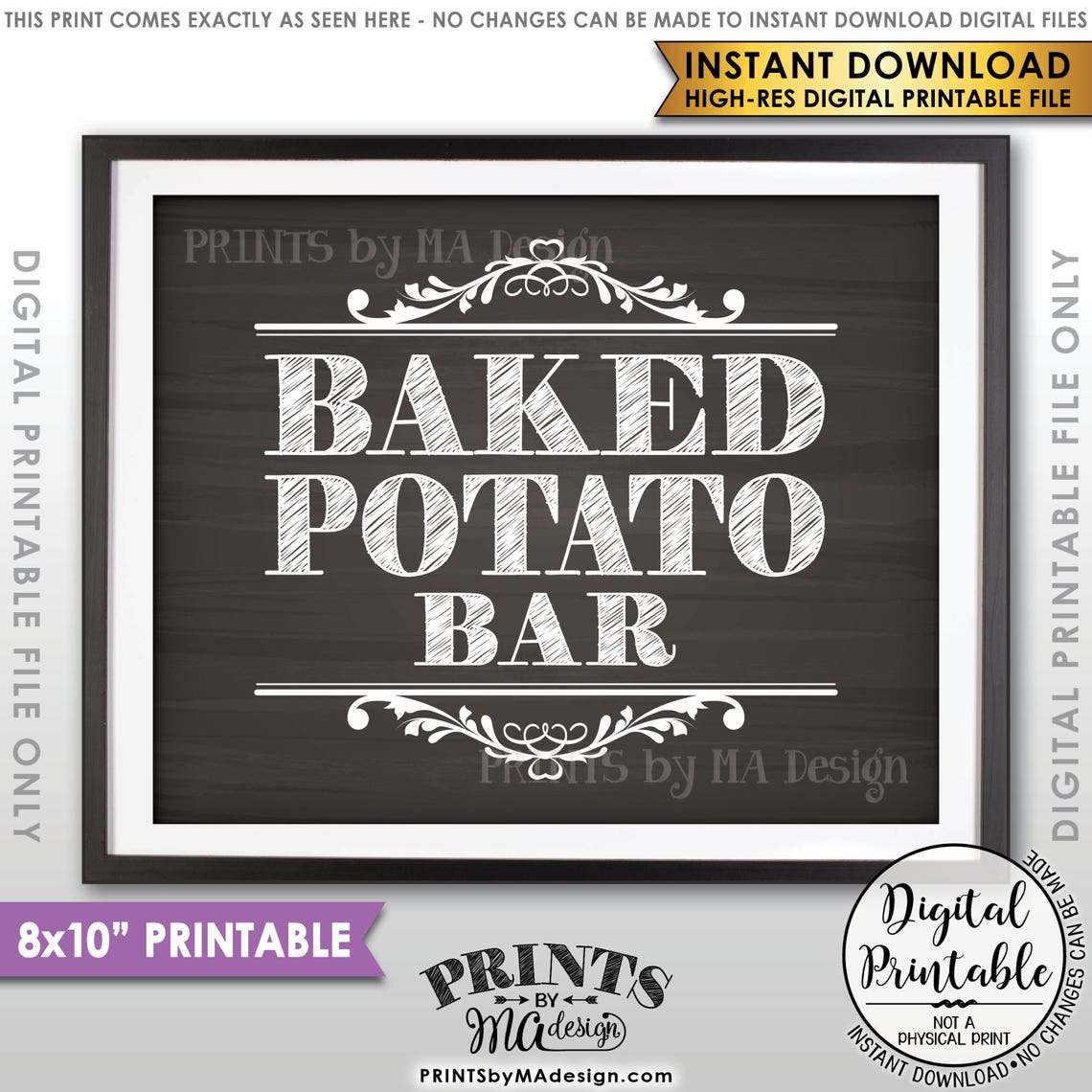 Baked Potato Bar Sign, Build Your Own Potato Station, PRINTABLE 8x10 ...