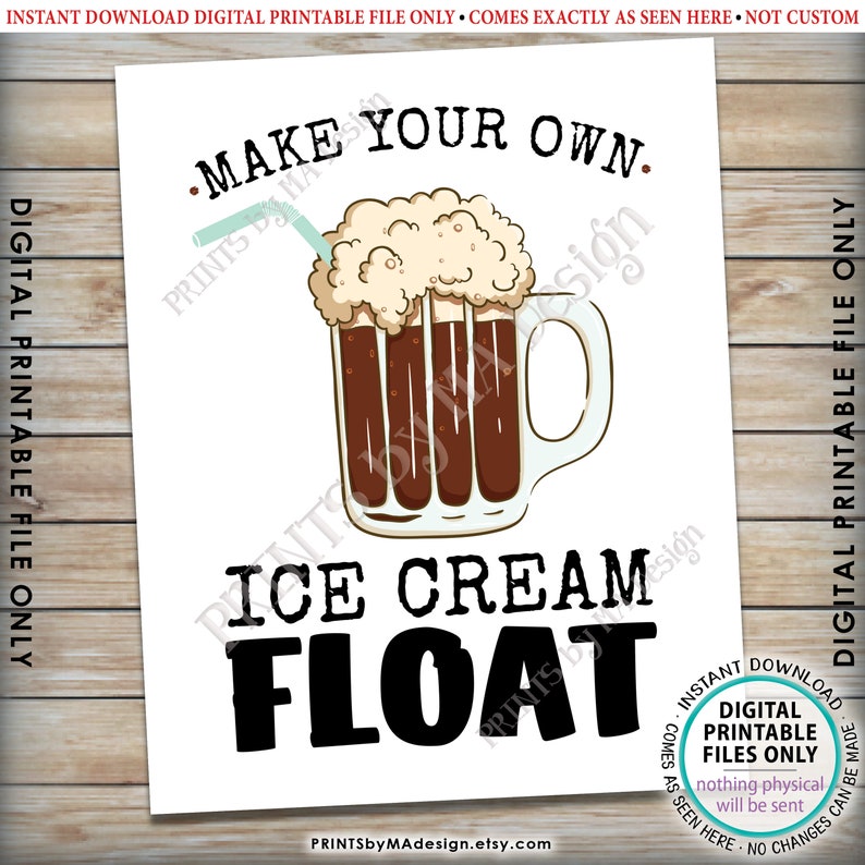 Ice Cream Float Sign Build An Ice Cream Float Ice Cream Soda Etsy