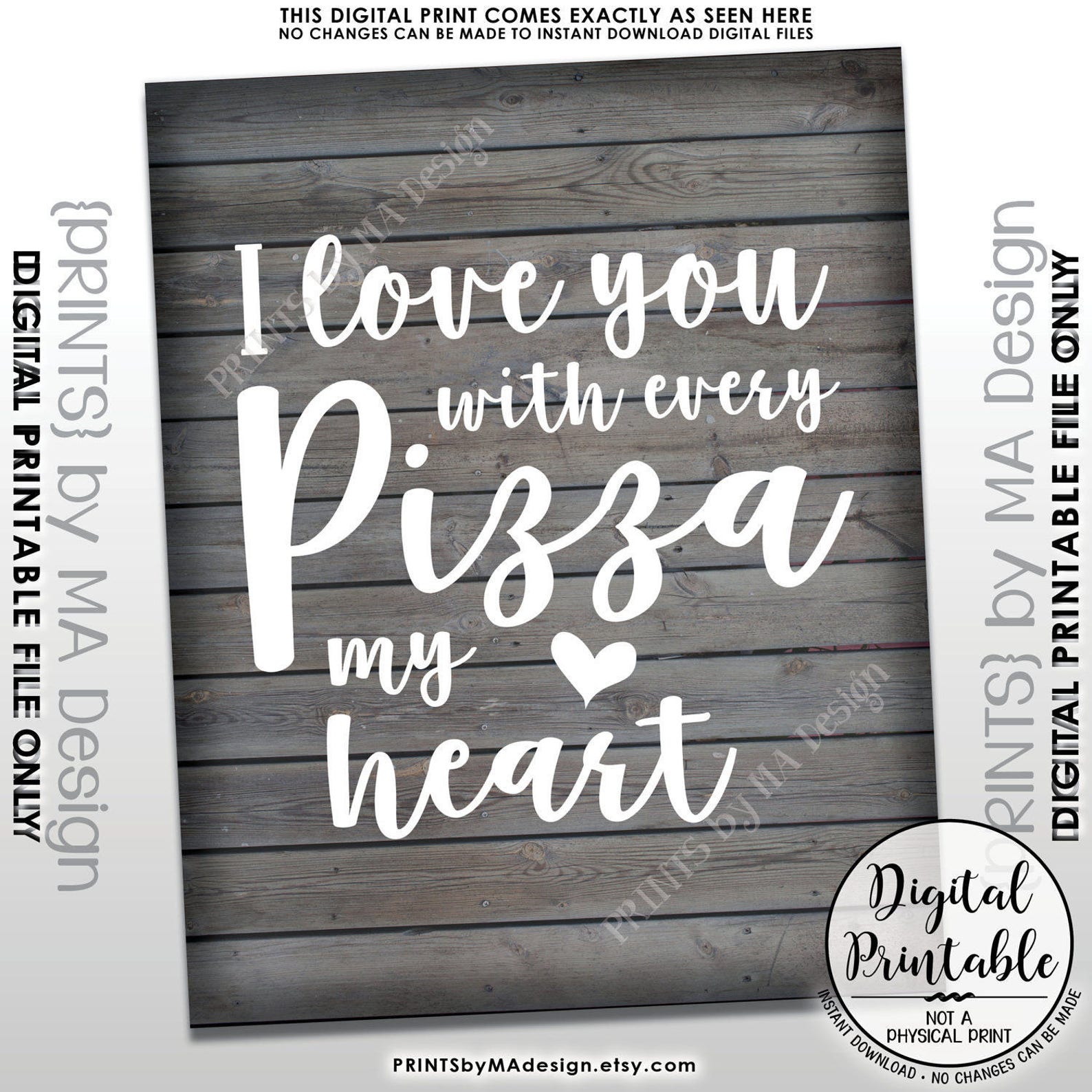 Pizza Sign I Love You With Every Pizza My Heart Pizza Party - Etsy