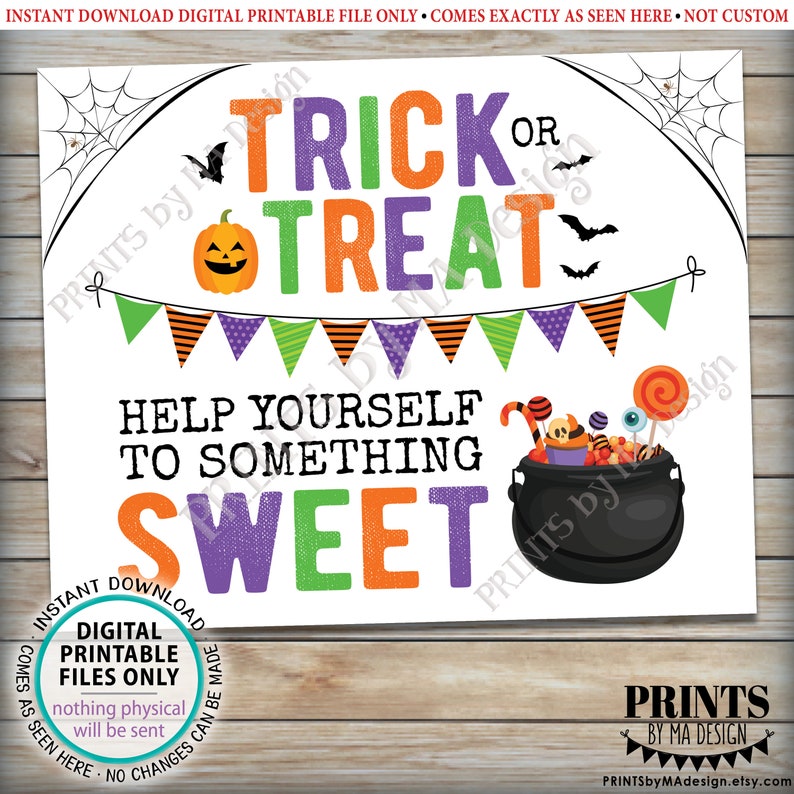 Trick or Treat Help Yourself to Something Sweet Treat Sign, Please Take ...