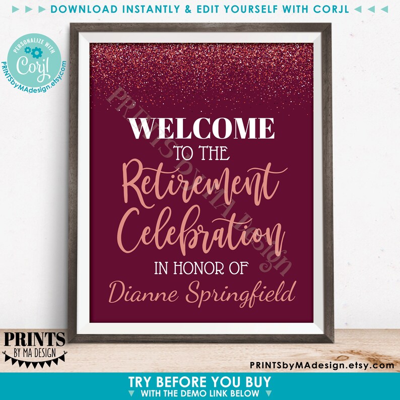Editable Retirement Party Welcome Sign Retirement - Etsy