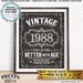 1988 Birthday Sign, Better With Age Vintage Birthday Poster, Aged to ...