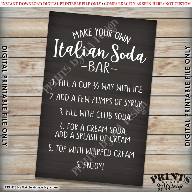 Italian Soda Bar Sign Make Your Own Italian Soda Bar - Etsy